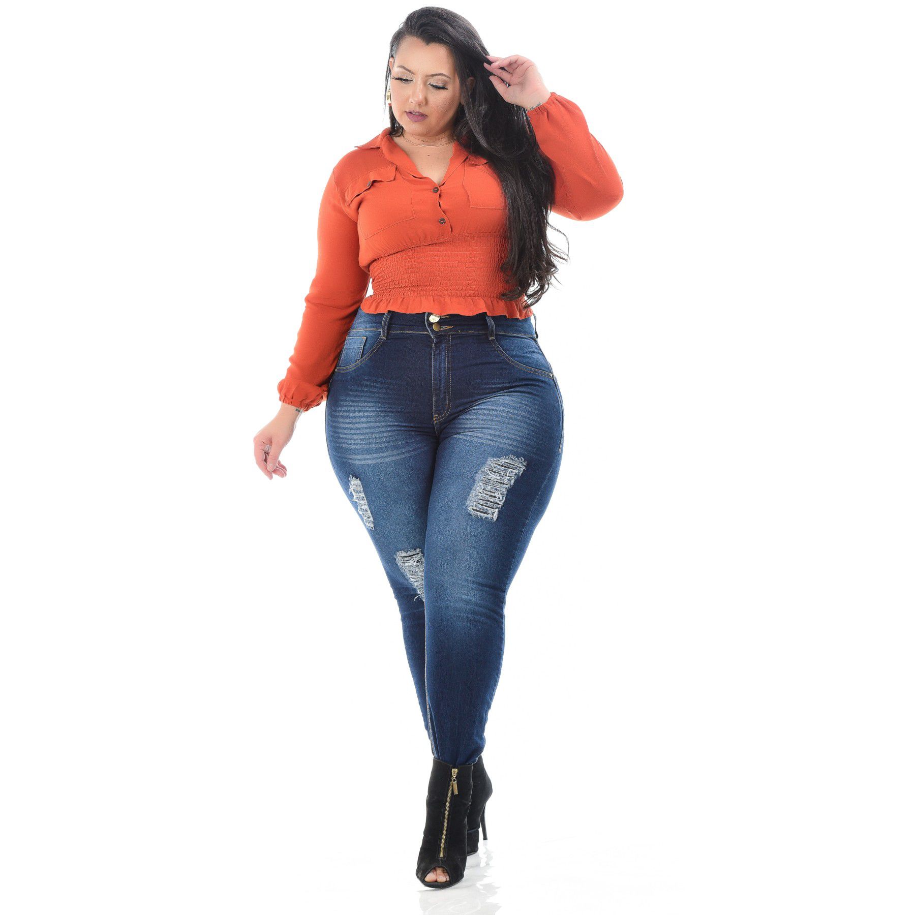 Calça Jeans Xtra Charmy Plus Size Skinny Euzenir Azul - Ane Jeans - 12 Anos