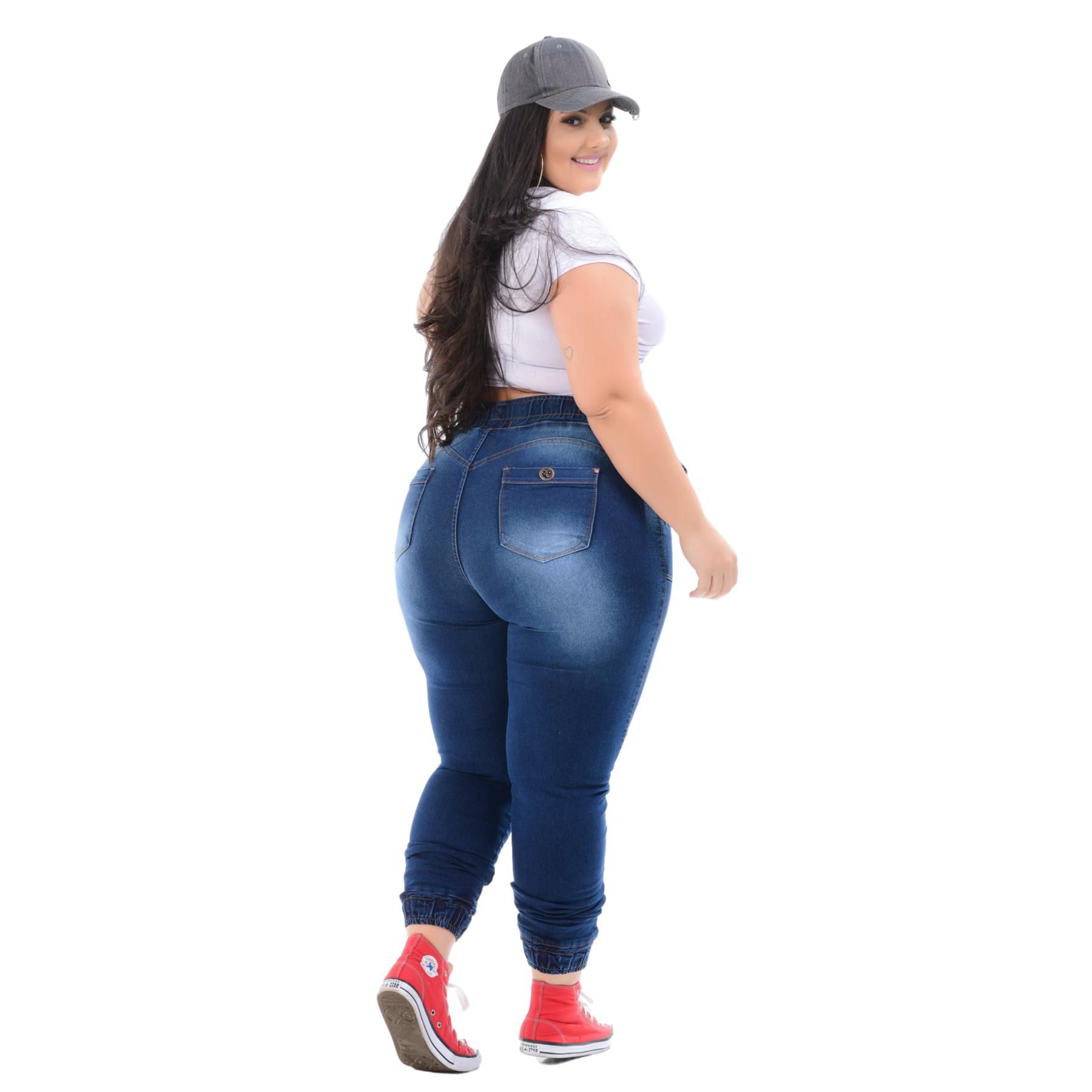Calça Jeans Xtra Charmy Plus Size Jogger Lysette Azul - Ane Jeans - 12 Anos