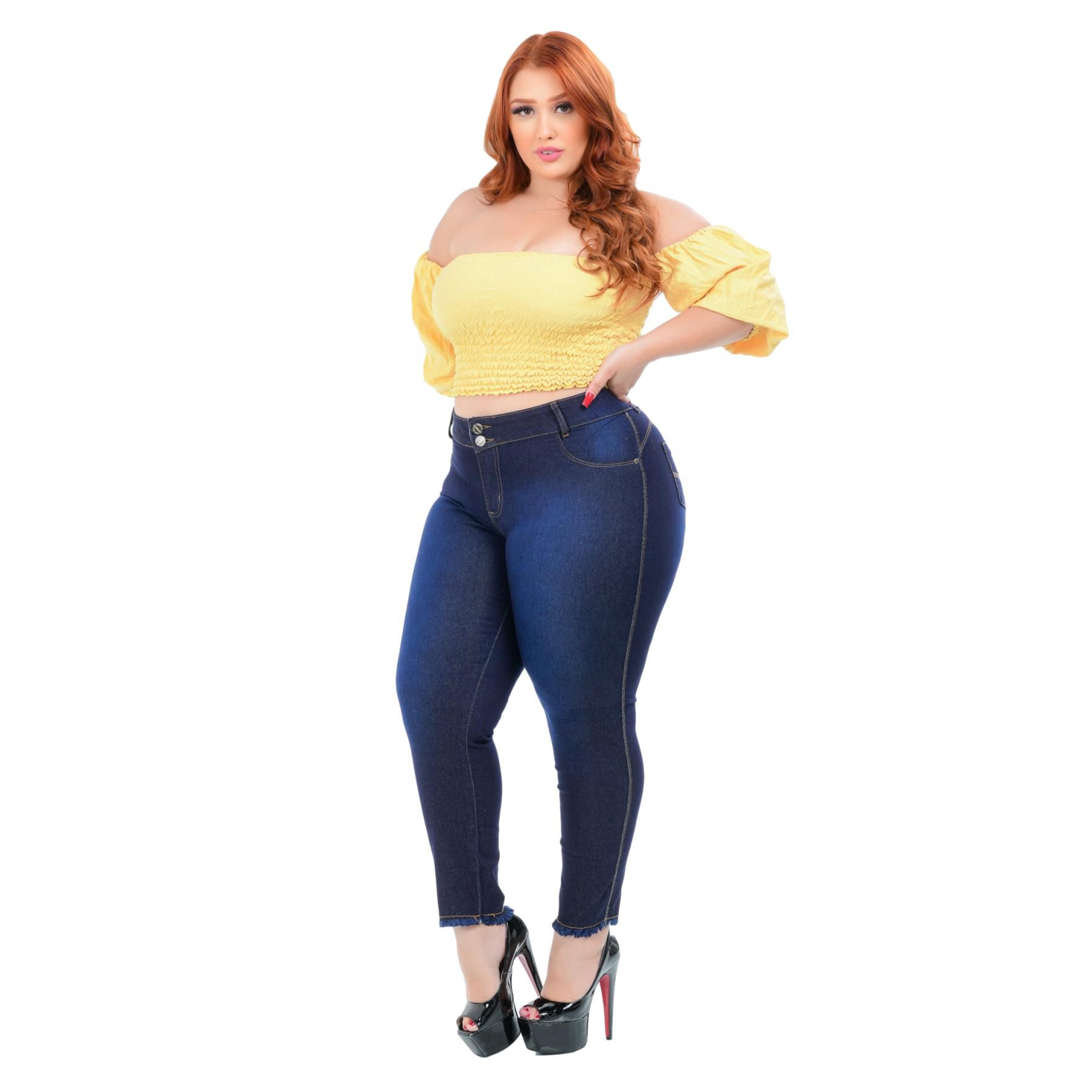 Calça Jeans Credencial Plus Size Cigarrete Rheise Azul - Ane Jeans - 12 ...