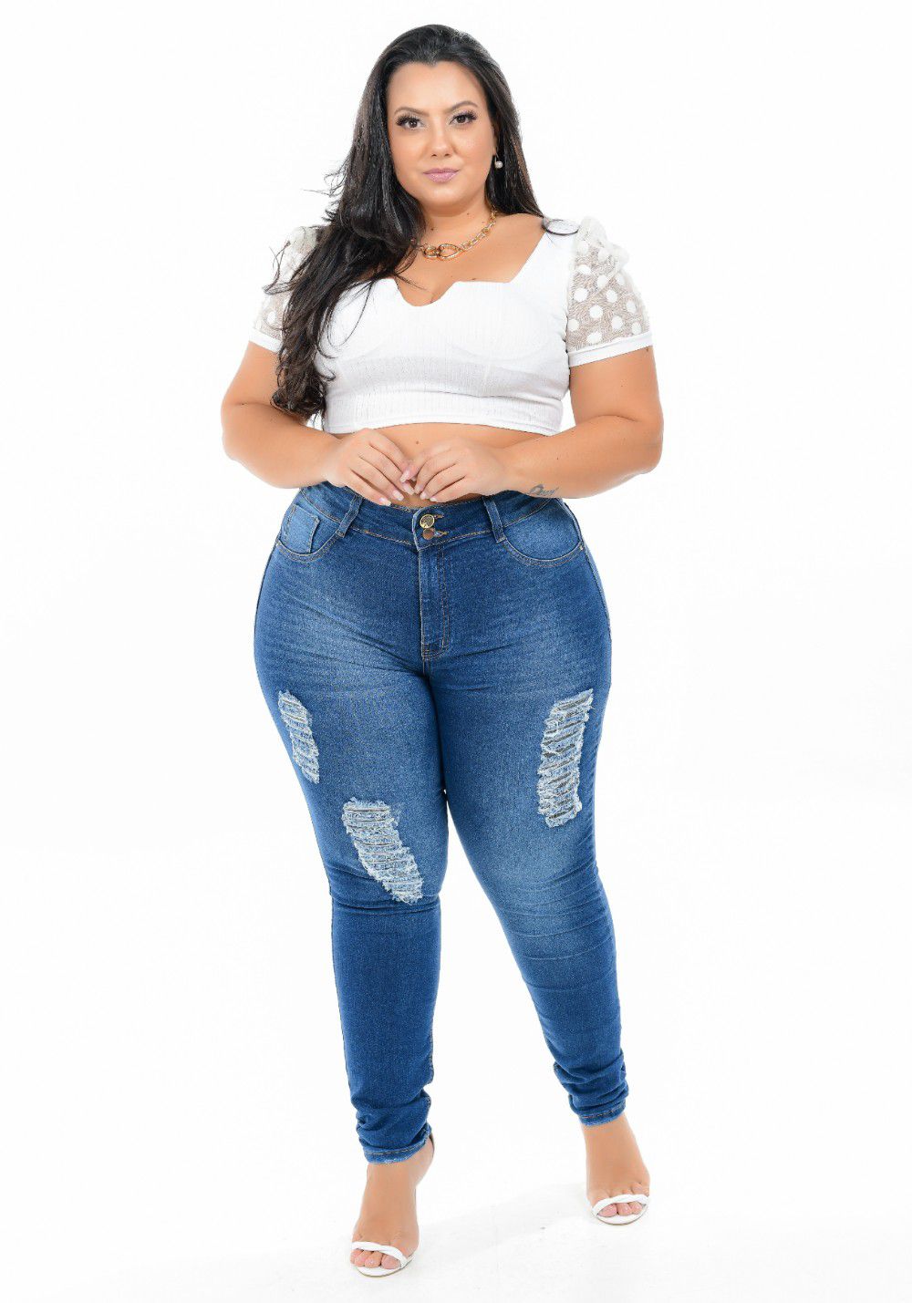 Calça Jeans Xtra Charmy Plus Size Skinny Deviene Azul - Ane Jeans - 12 Anos