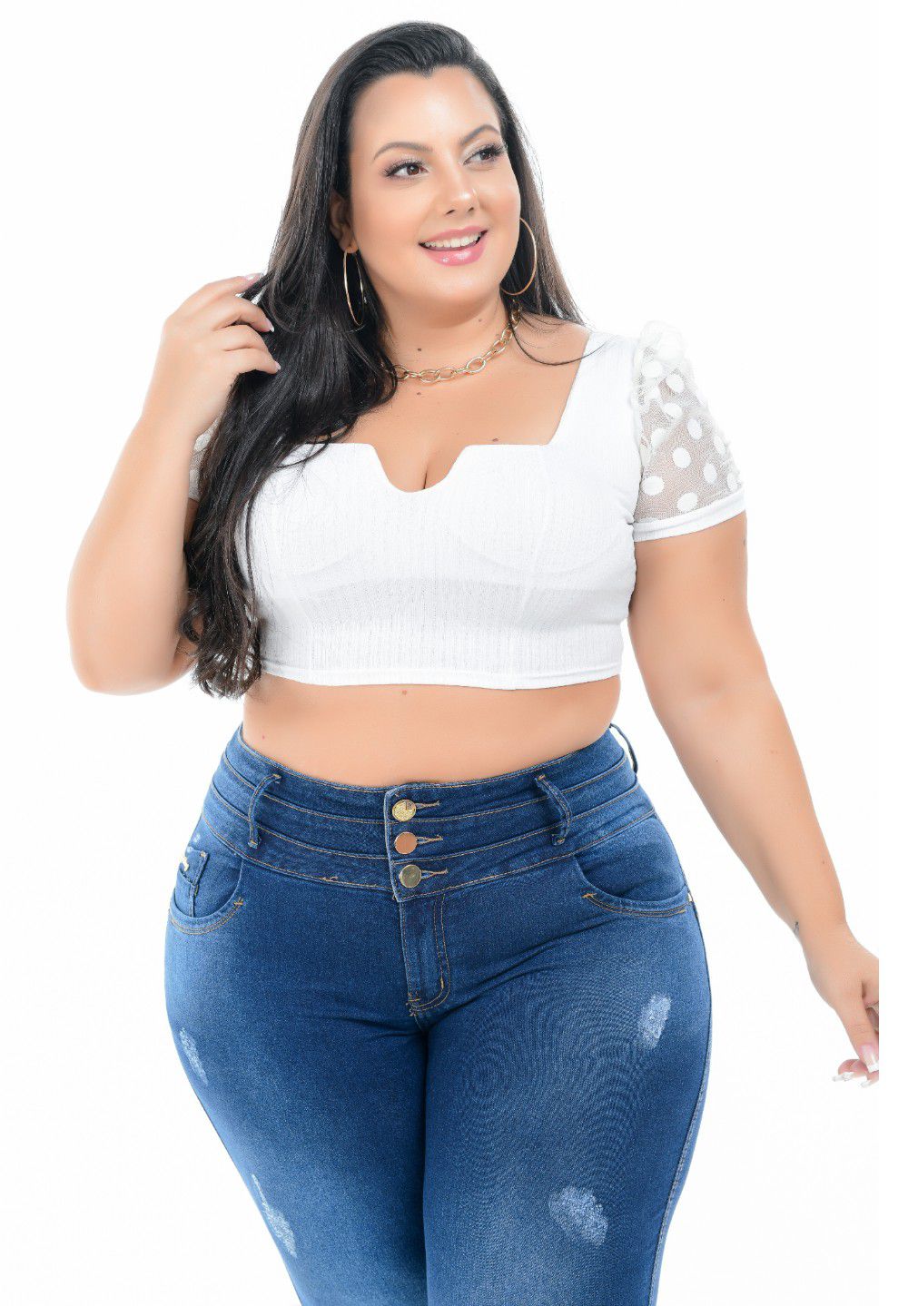 Calça Jeans Xtra Charmy Plus Size Cigarrete Everilda Azul - Ane Jeans ...