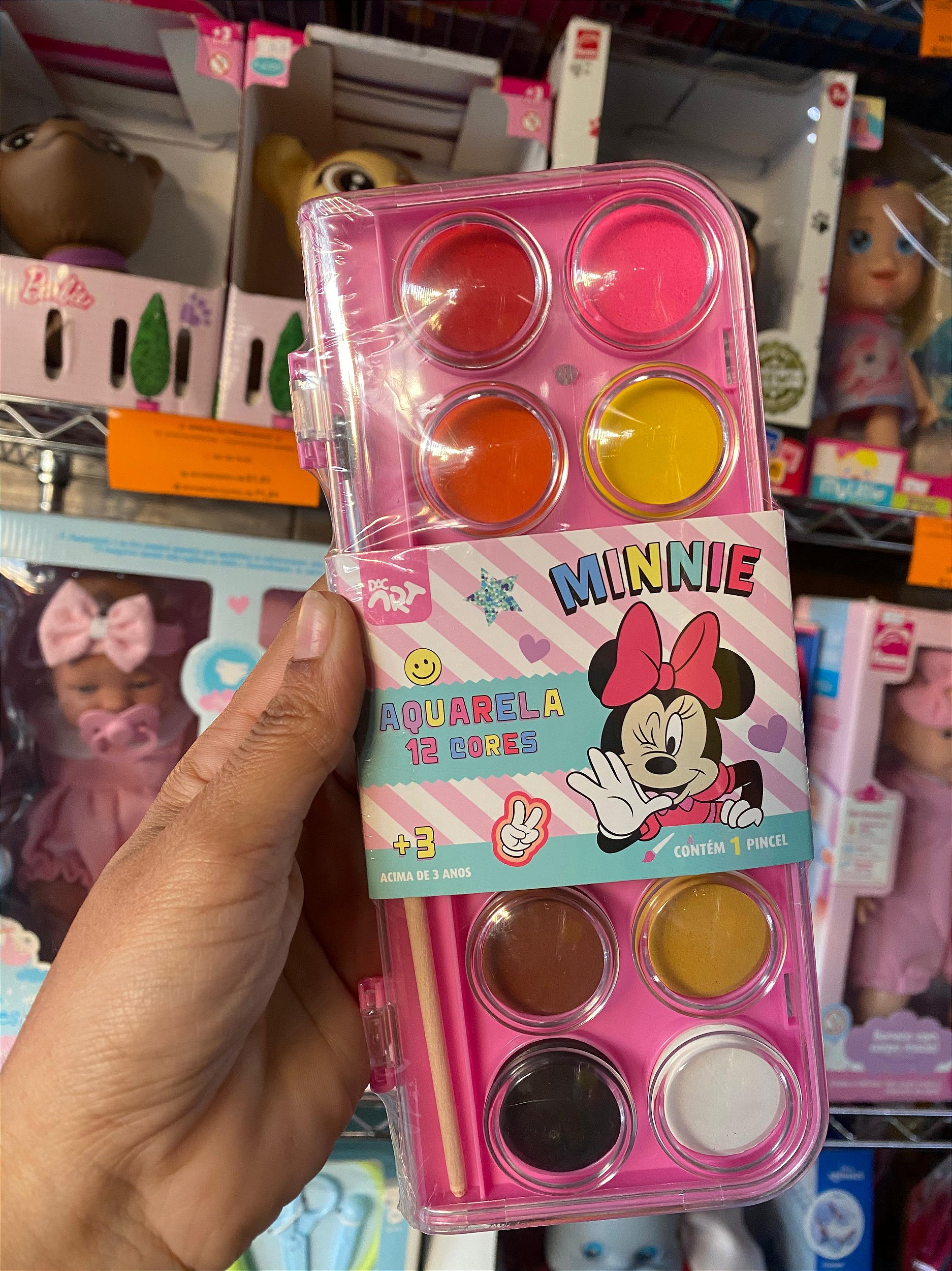 Paleta de Tinta Aquarela 12 Cores Minnie Mouse Dac Art - Palufe Presentes