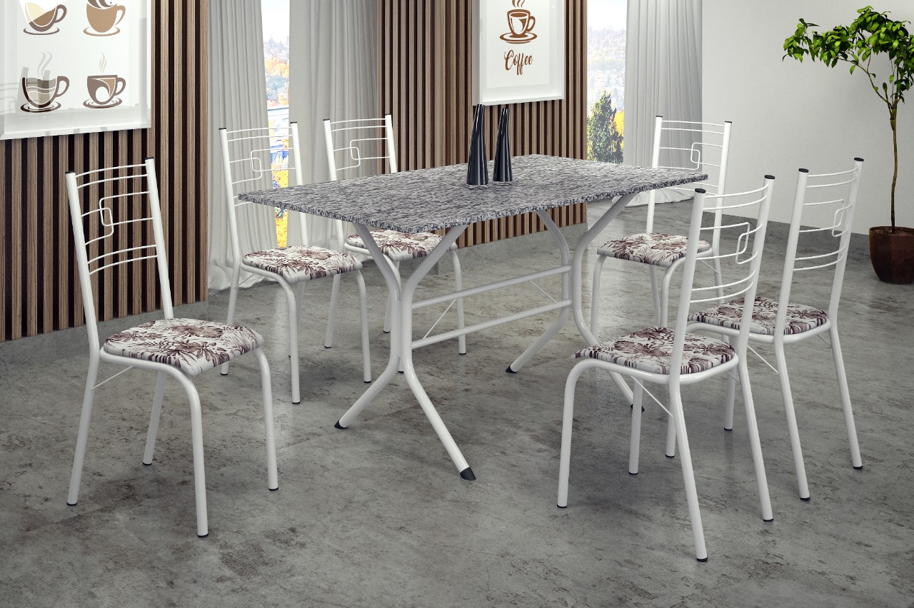 Conjunto Paraty 6 Cadeiras Base Cabo Frio Tampo Off 140×80 Marrom - Teixeira - ítaly móveis ...