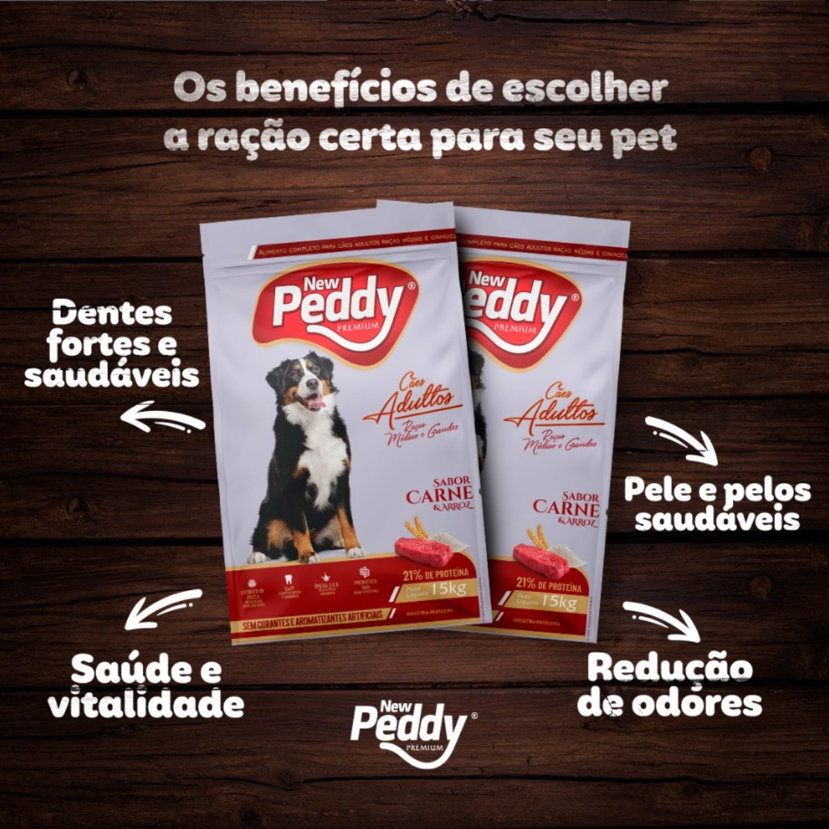 Ração Premium Para Cães Adultos Médio e Grande Porte 15Kg Sabor Carne e ...