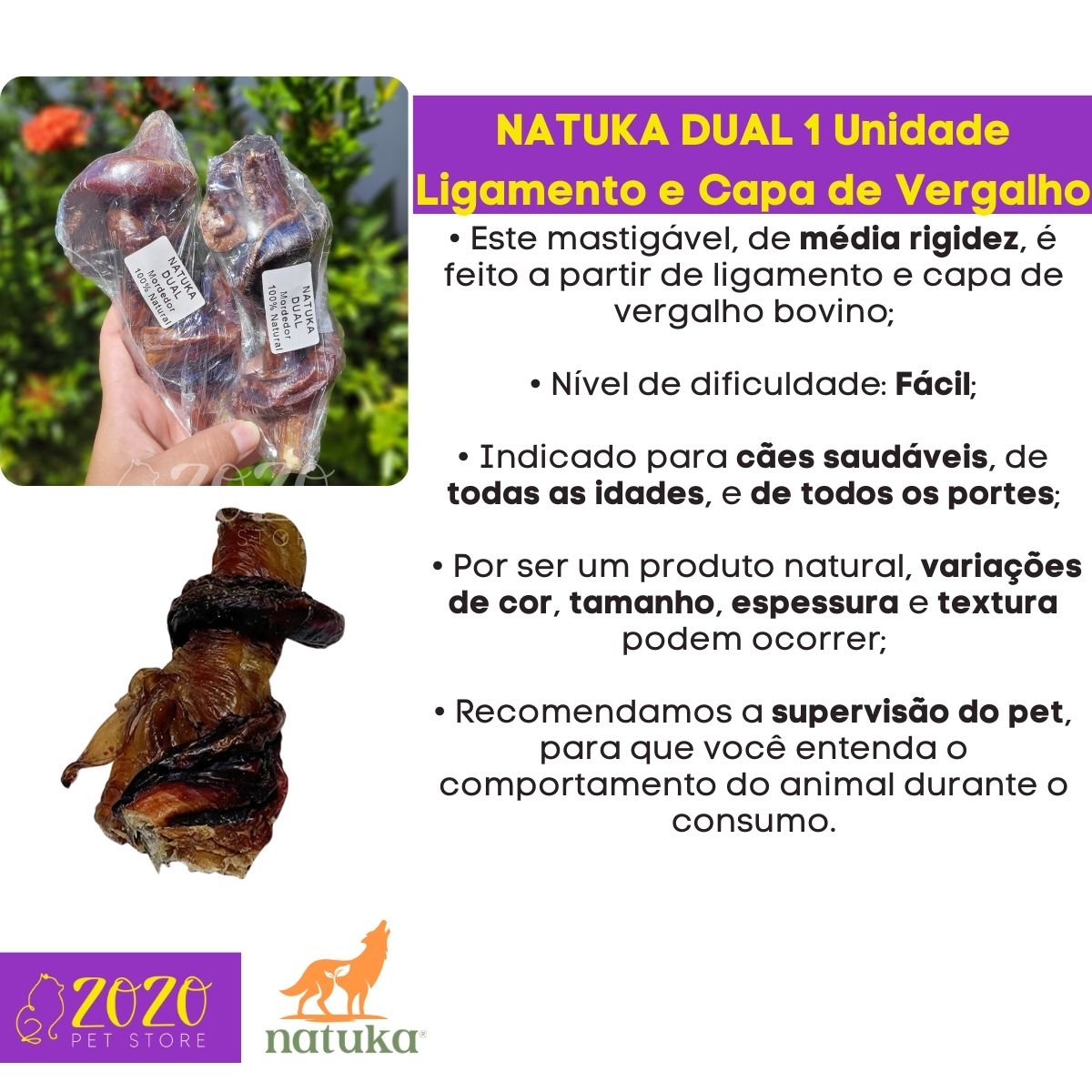 Natuka Dual P Ligamento Bovino e Capa de Vergalho Mordedor 100% Natural ...