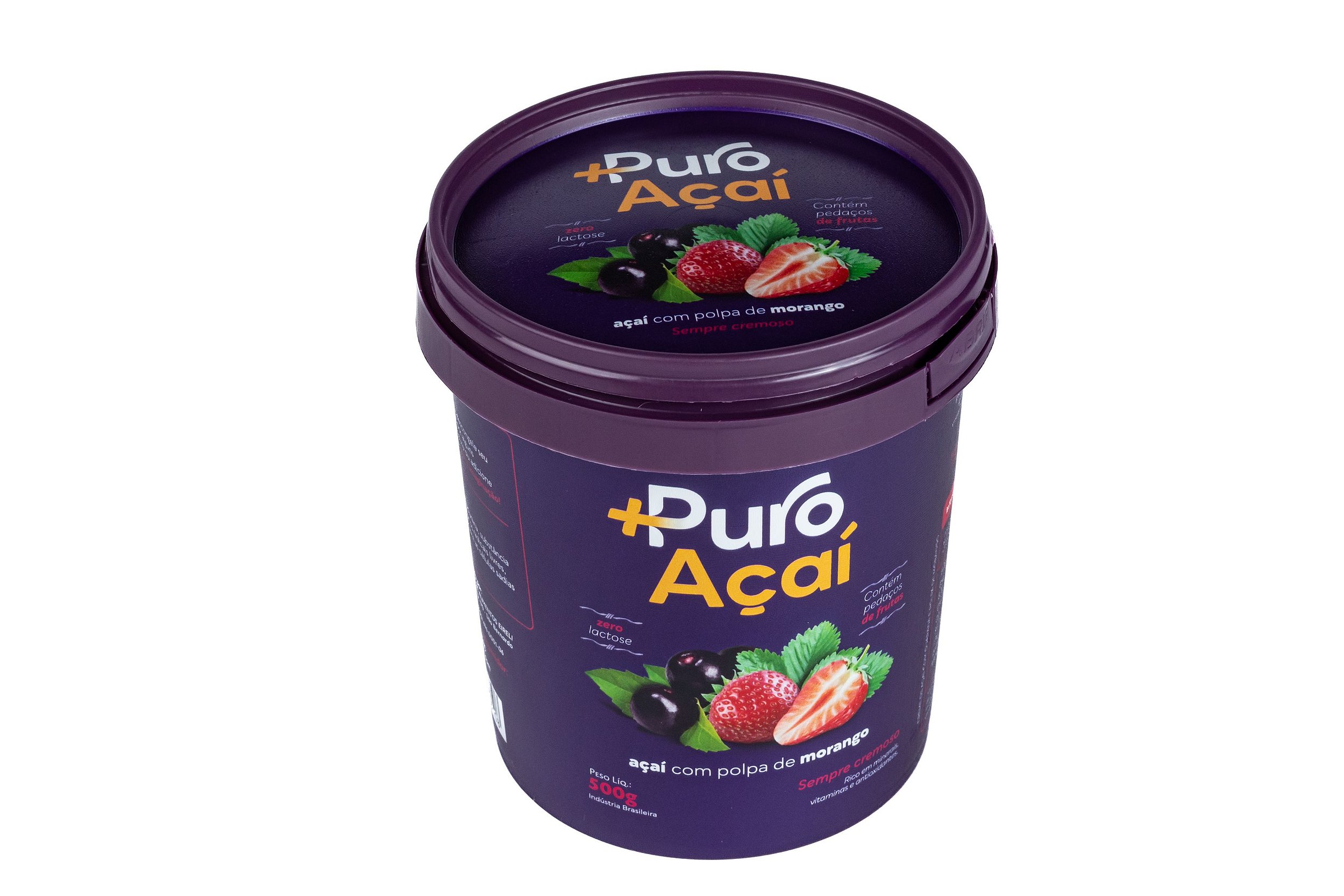 +PURO AÇAÍ COM MORANGO 500 ML CX 6 UN - +Puro Açaí