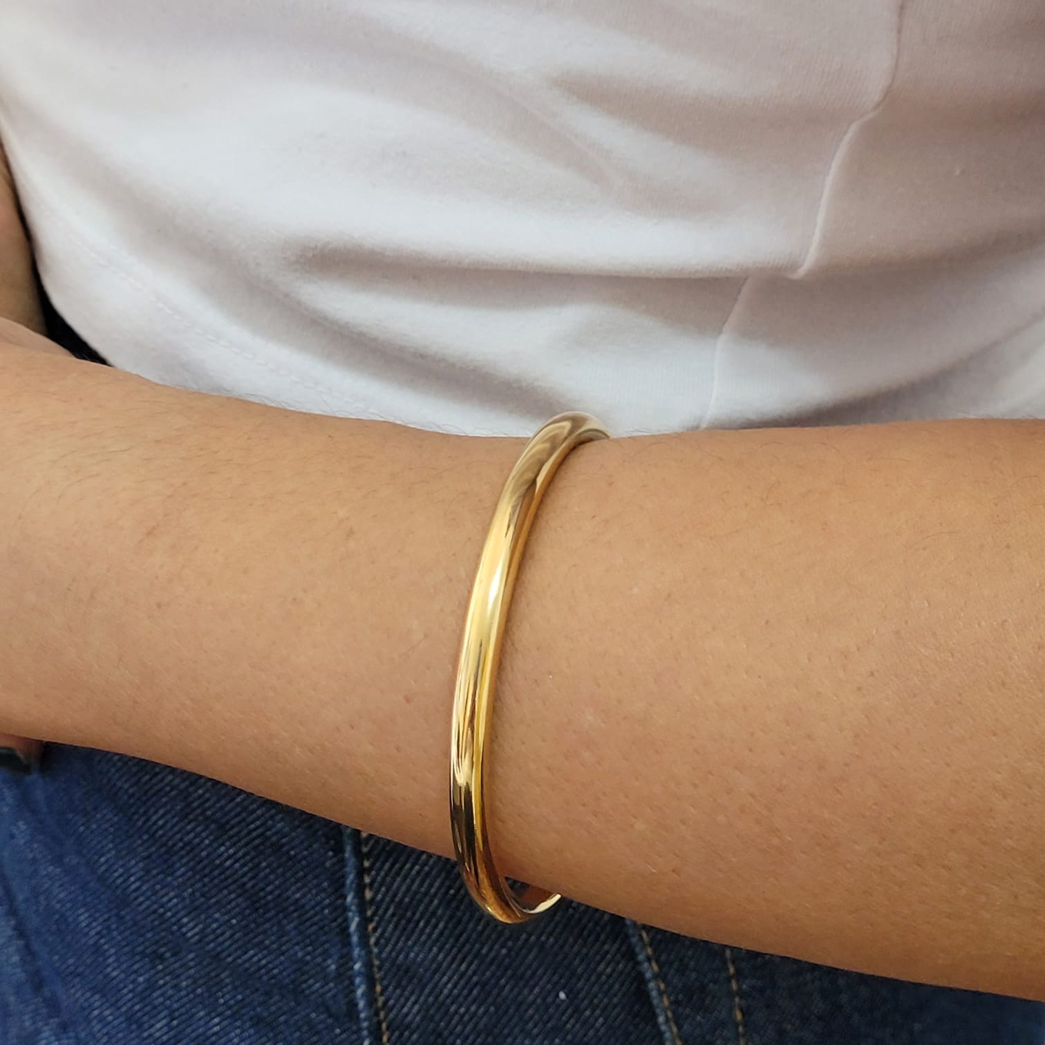 Bracelete Tubo Liso Banhado a Ouro 18K - GR Infinity Joias e Semijoias Banhadas a Ouro 18K