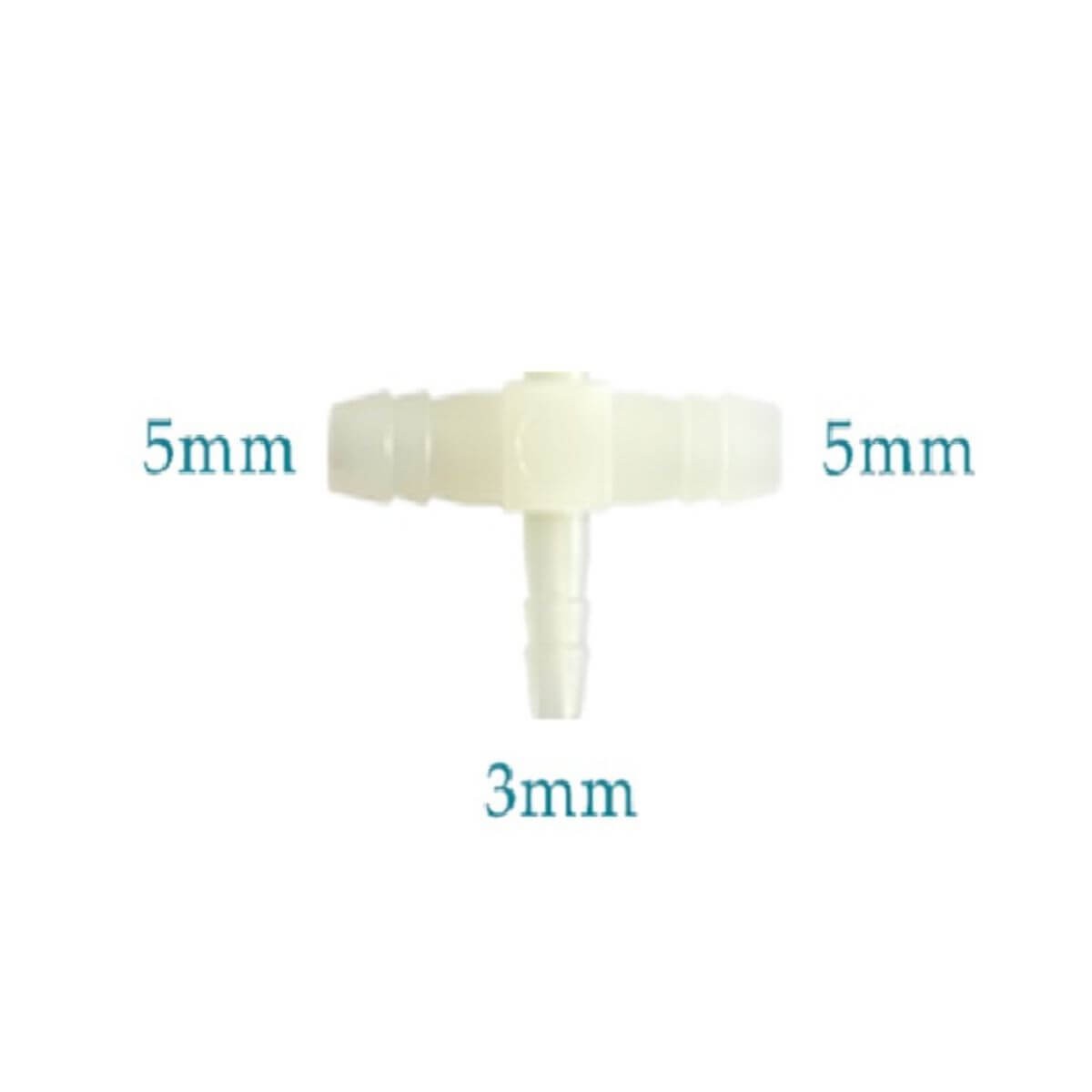 Conexão plástica Tee 3mm x 5mm x 5mm - Dental Peças