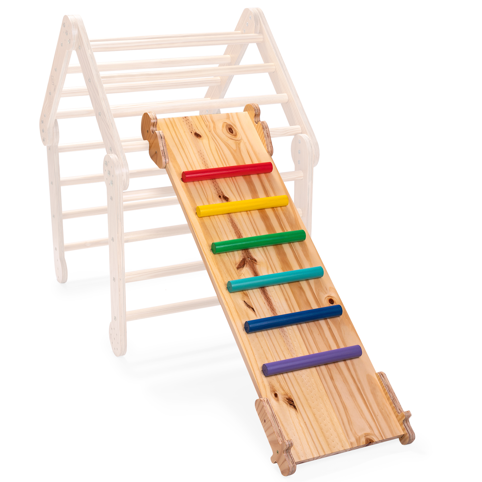 Rampa 2 em 1 - Escorregador e Barras - Madeira de Brincar - Madeira de Brincar