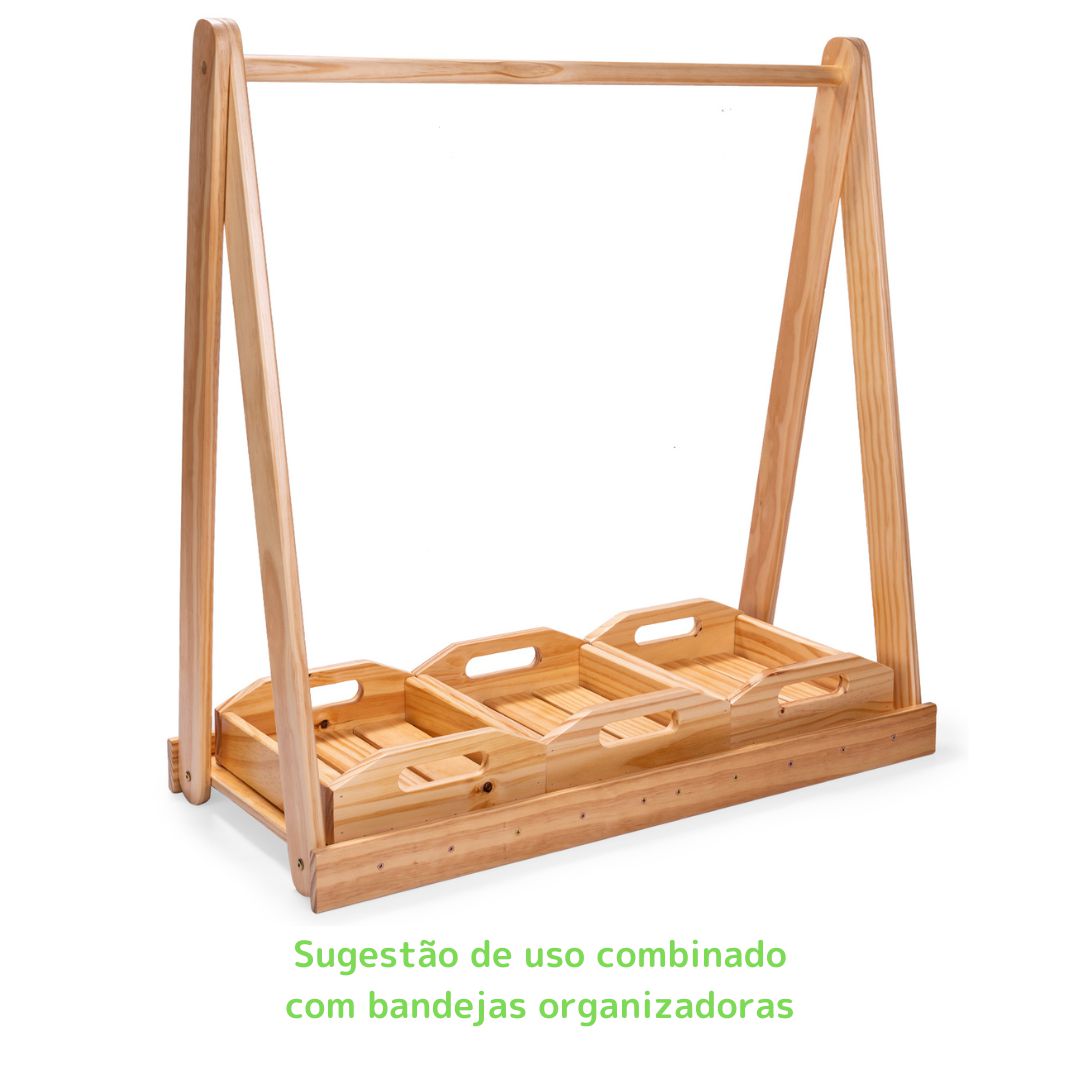 Arara Para Roupas Infantis - Natural Madeira de Brincar - Madeira de ...