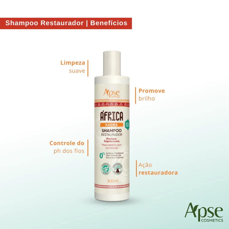 Shampoo - África Baobá Restaurador - 300ml - Sol de Flor Cosméticos