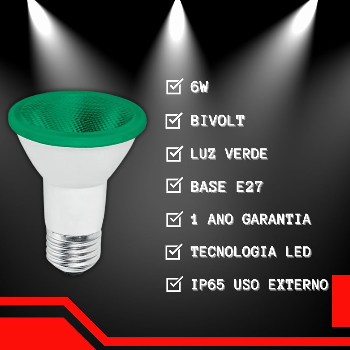 Lâmpada LED PAR20 6w Luz Verde Bivolt IP65 Opus LP-32030 | Rlux - Rlux ...