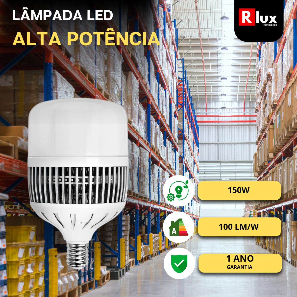 Lâmpada LED Alta Potência 150W 6500K Bivolt E40 - Iluminação Eficiente ...