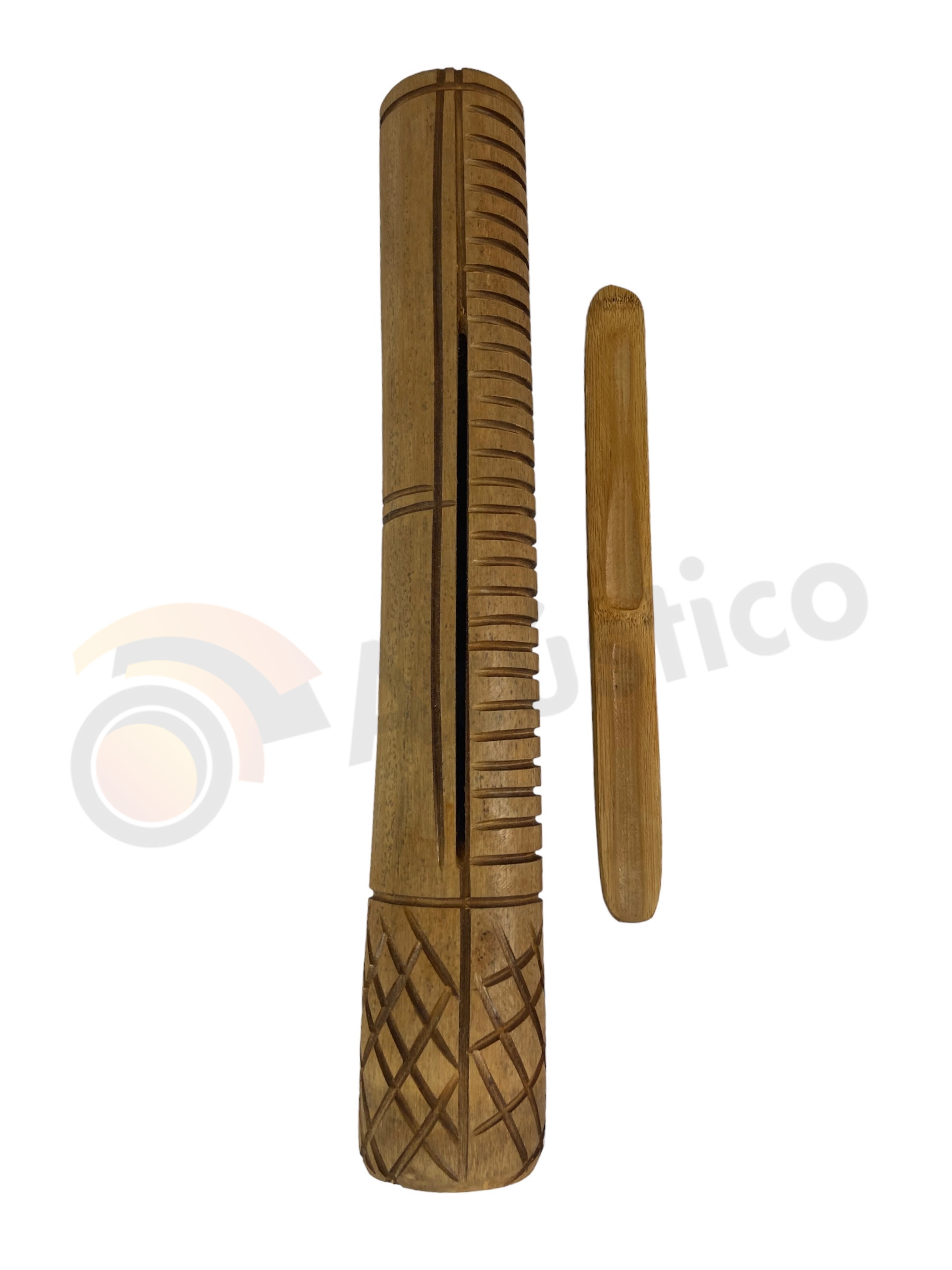 Reco Reco Profissional Grande Em Bambu Com Baqueta Artesanal - O ...