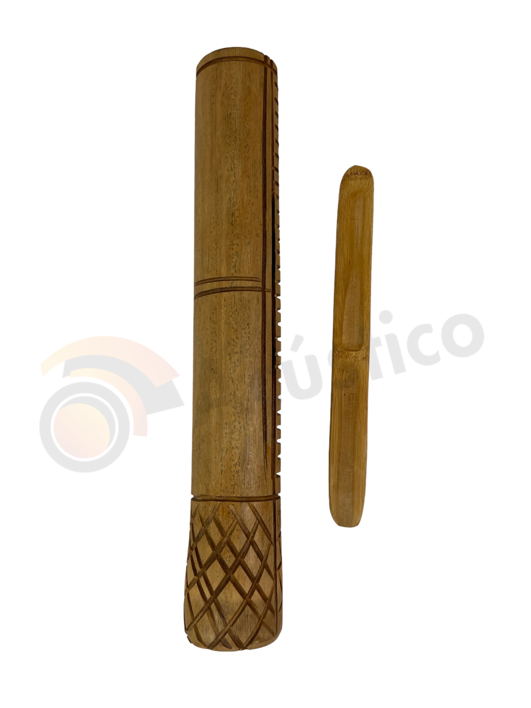 Reco Reco Profissional Grande Em Bambu Com Baqueta Artesanal - O ...