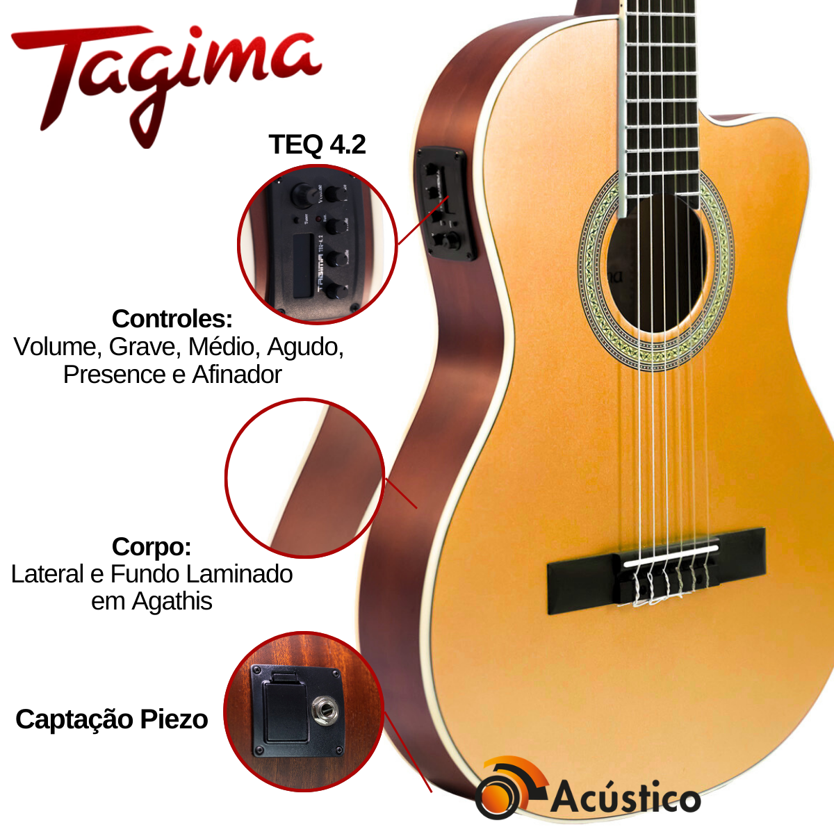 Kit Violão Elétrico Tagima Cartagena Latin America Completo - O ...