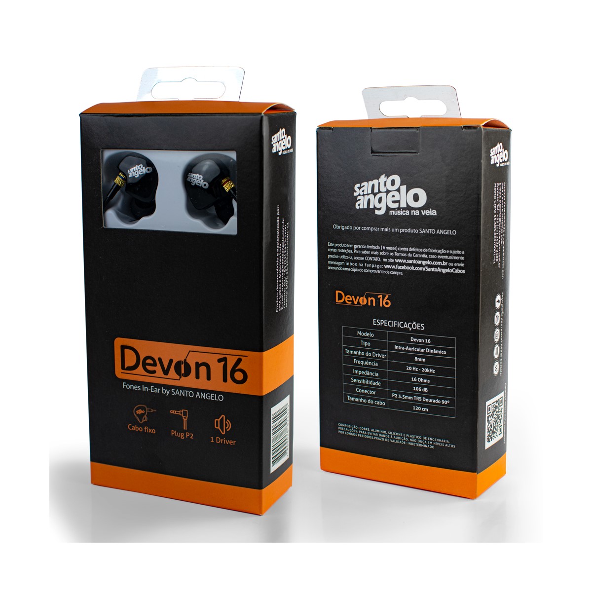 Fone De Ouvido In Ear Santo Angelo Devon 16 Dinâmico - O Acústico - Referência em instrumentos ...