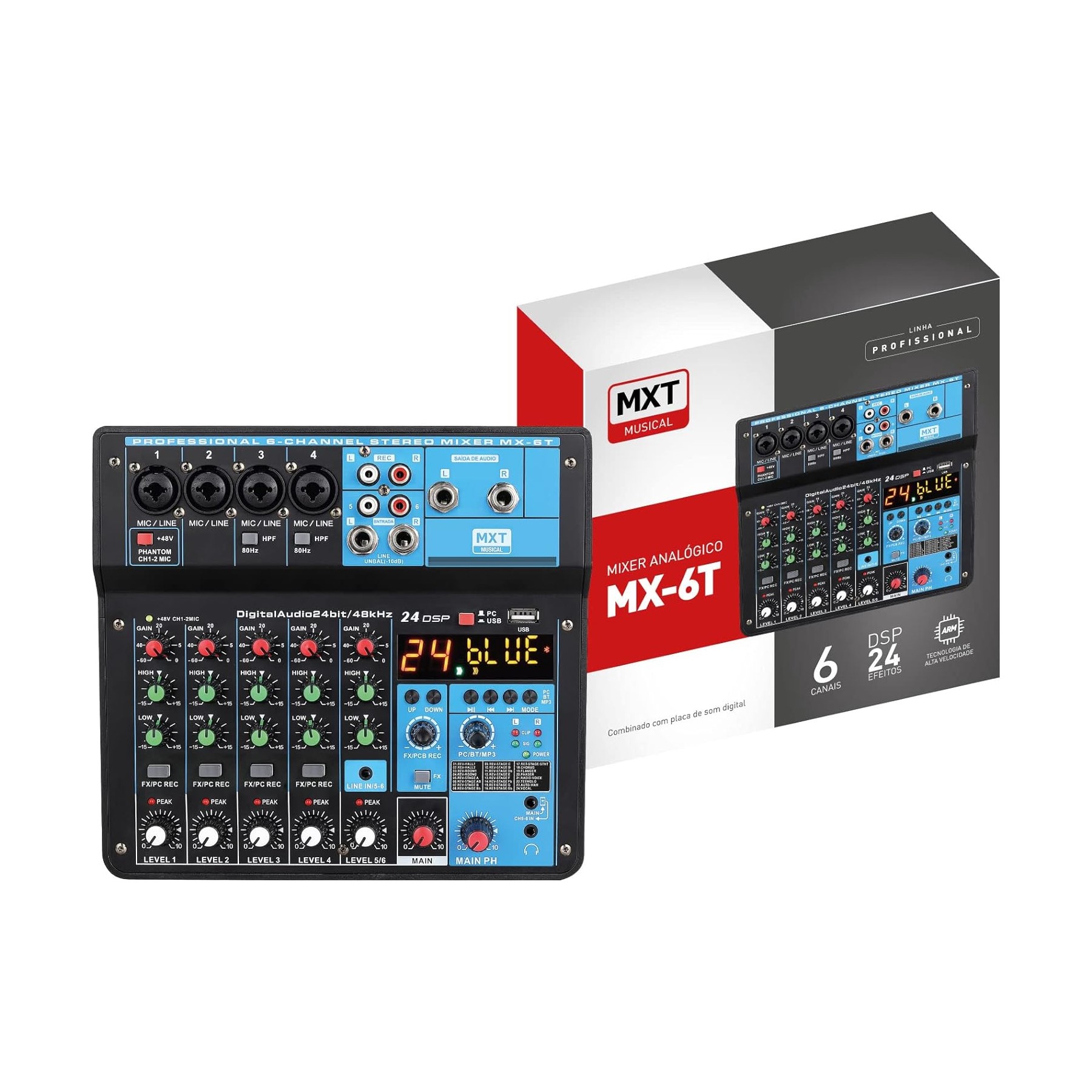 Mesa De Som Com Bluetooth Interface USB 6 Canais MXT MX-6T - O Acústico ...