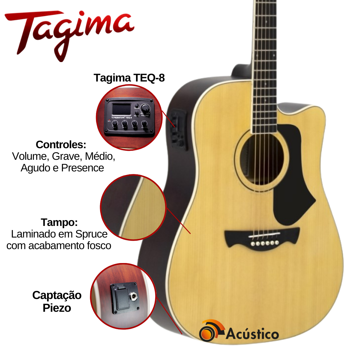 Kit Violão Elétrico Tagima Latin America Andes NT Completo - O Acústico ...