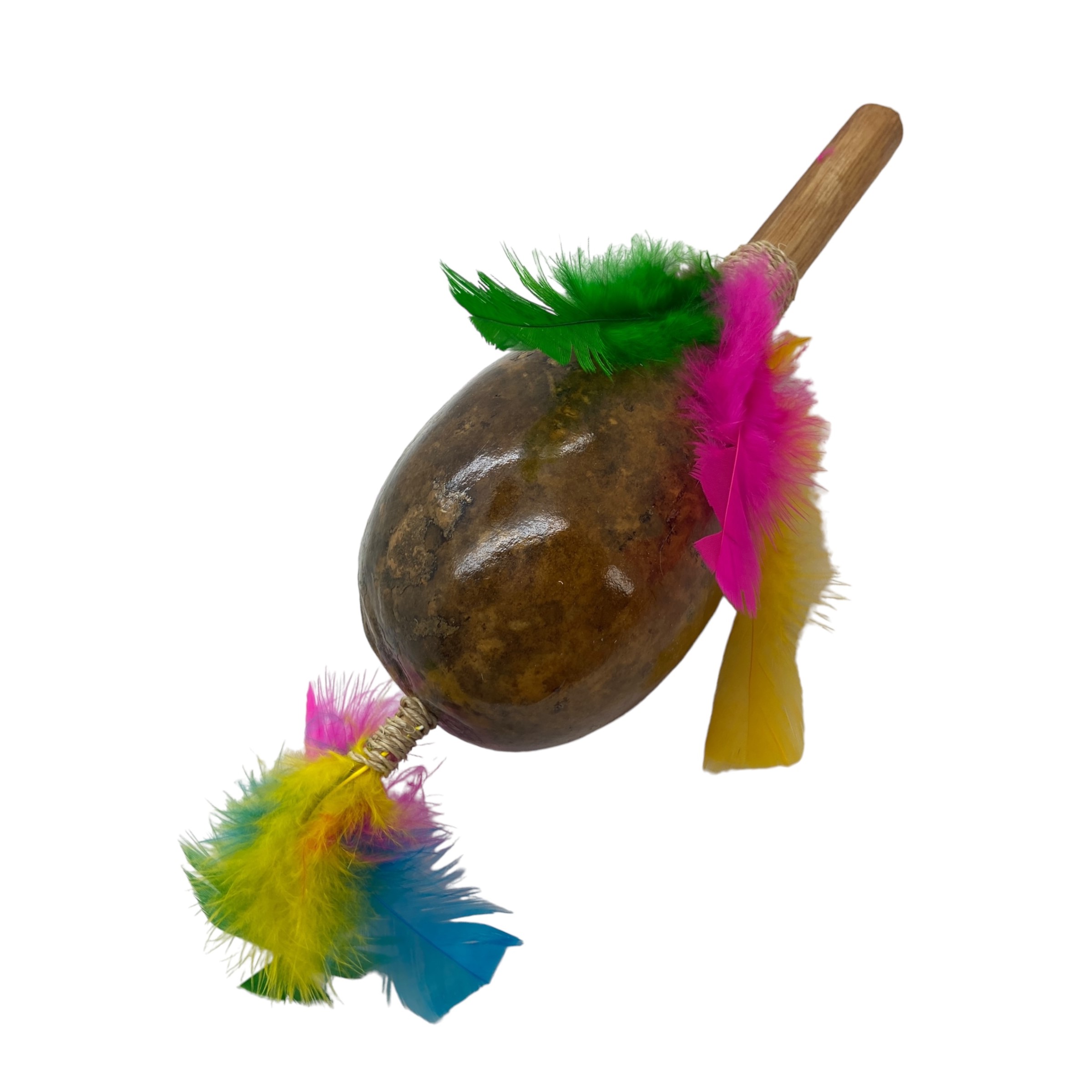 Maraca Chocalho Cabaça Artesanal Com Pena Unidade - O Acústico ...