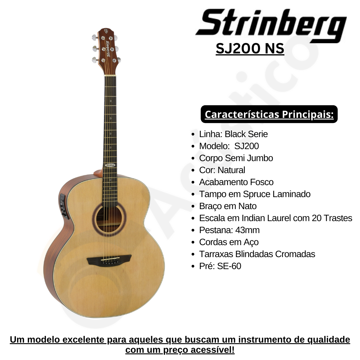 Violão Eletroacústico Strinberg SJ200 Semi Jumbo Spruce - O Acústico ...