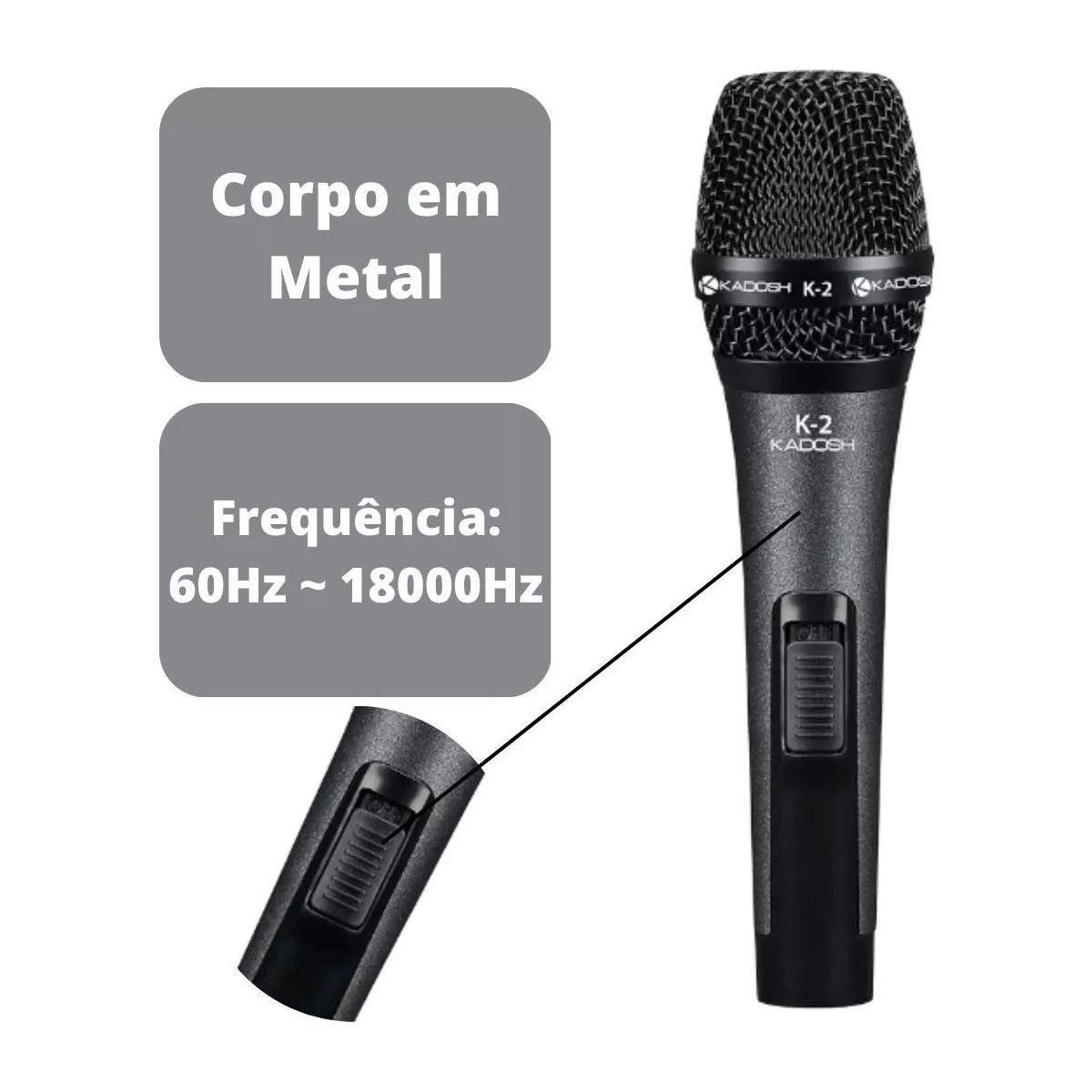 Microfone Dinâmico Cardioide Com Fio Kadosh K2 Preto - O Acústico - Referência em instrumentos ...