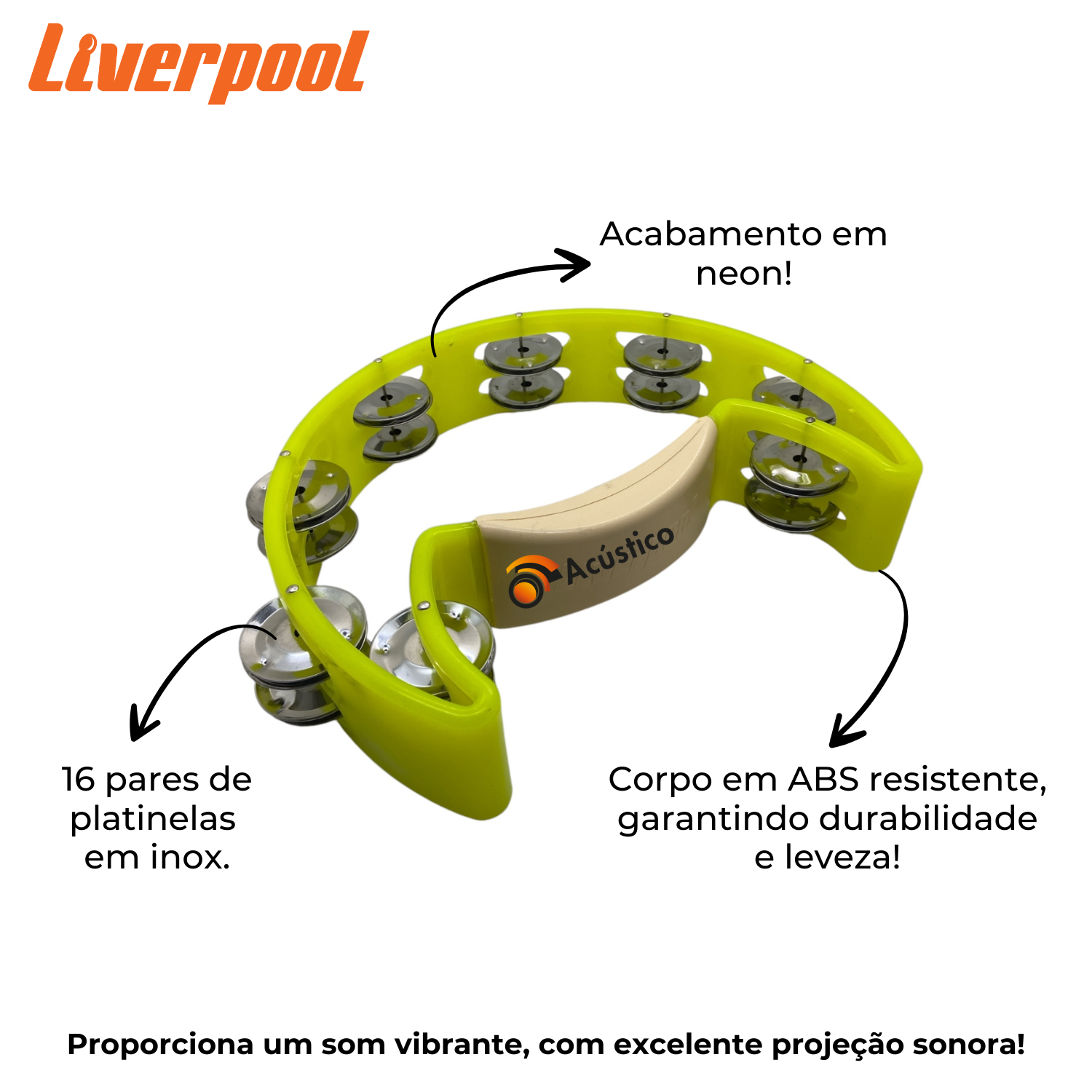 Pandeiro Meia Lua Neon 16 Platinelas Em Inox Liverpool - O Acústico ...