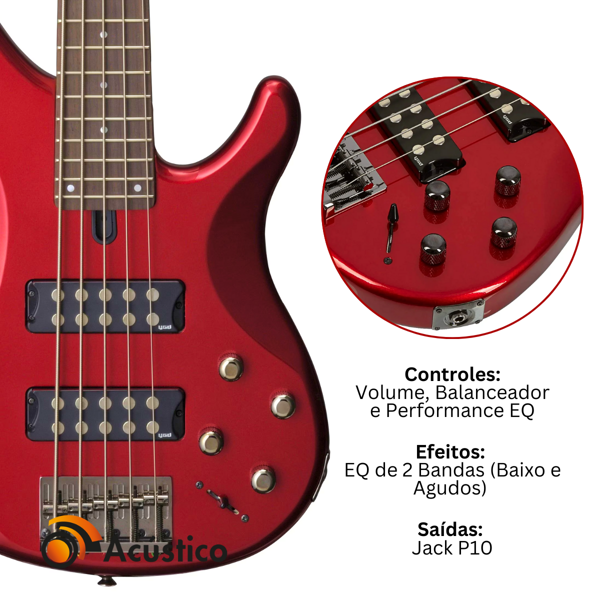 Kit Contrabaixo Yamaha 5 Cordas Ativo Vermelho Completo - O Acústico - Referência em ...