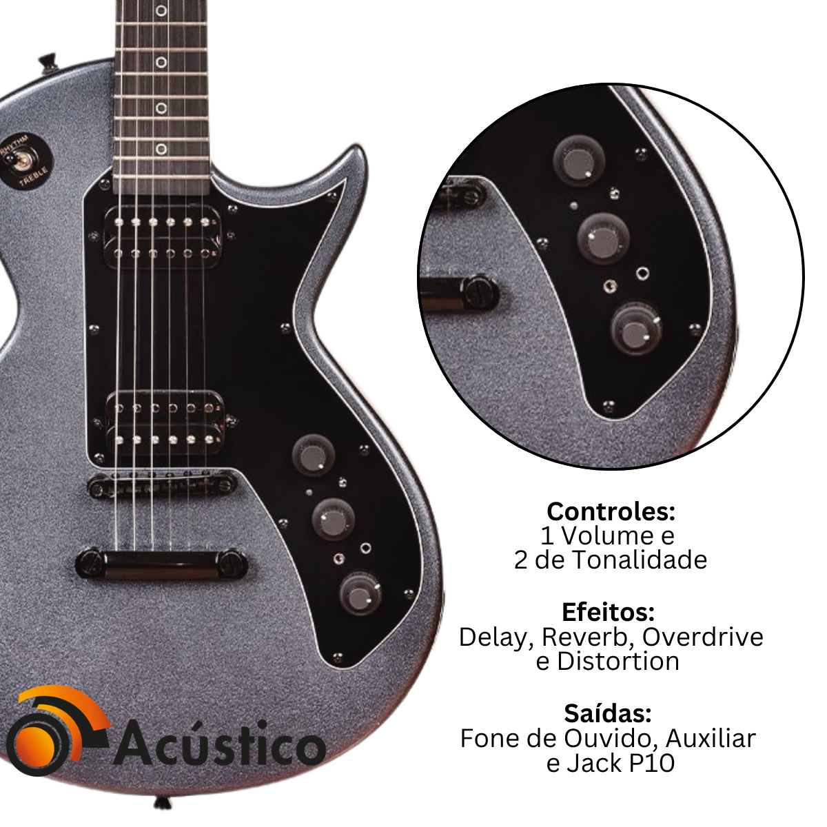 Guitarra Tagima Sixmart Single Cut Cinza Com Efeitos + Acessórios - O ...
