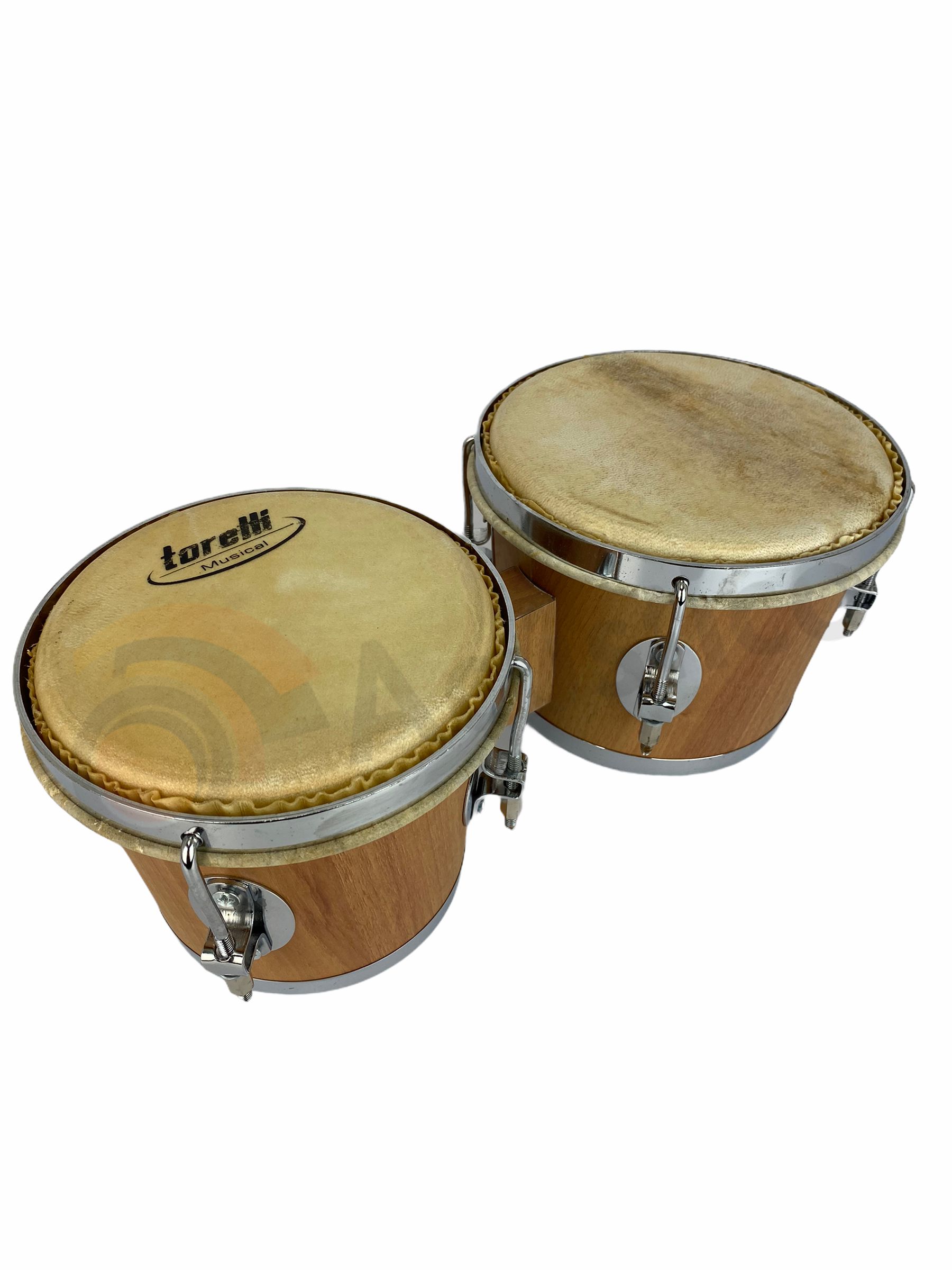 Bongô Instrumento 7x8 Couro Natural Cromado Torelli - O Acústico ...