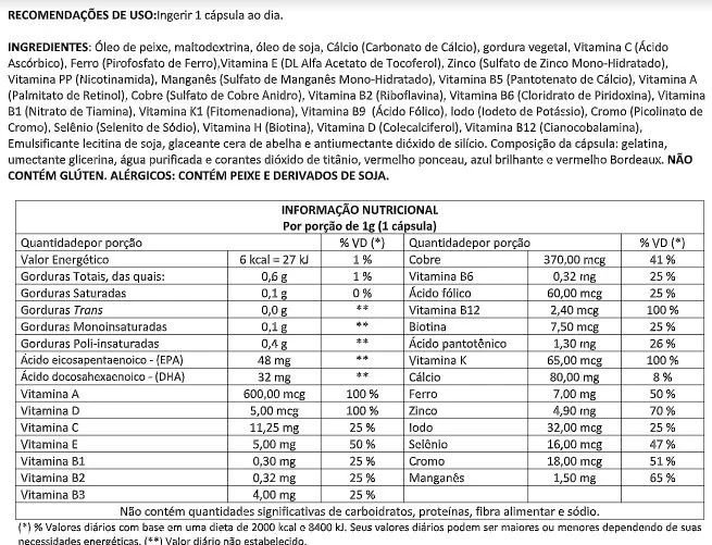 Geroplus Ômega + AZ (Ômega 3 + Vitaminas e Minerais) 30 Cápsulas - Kit ...