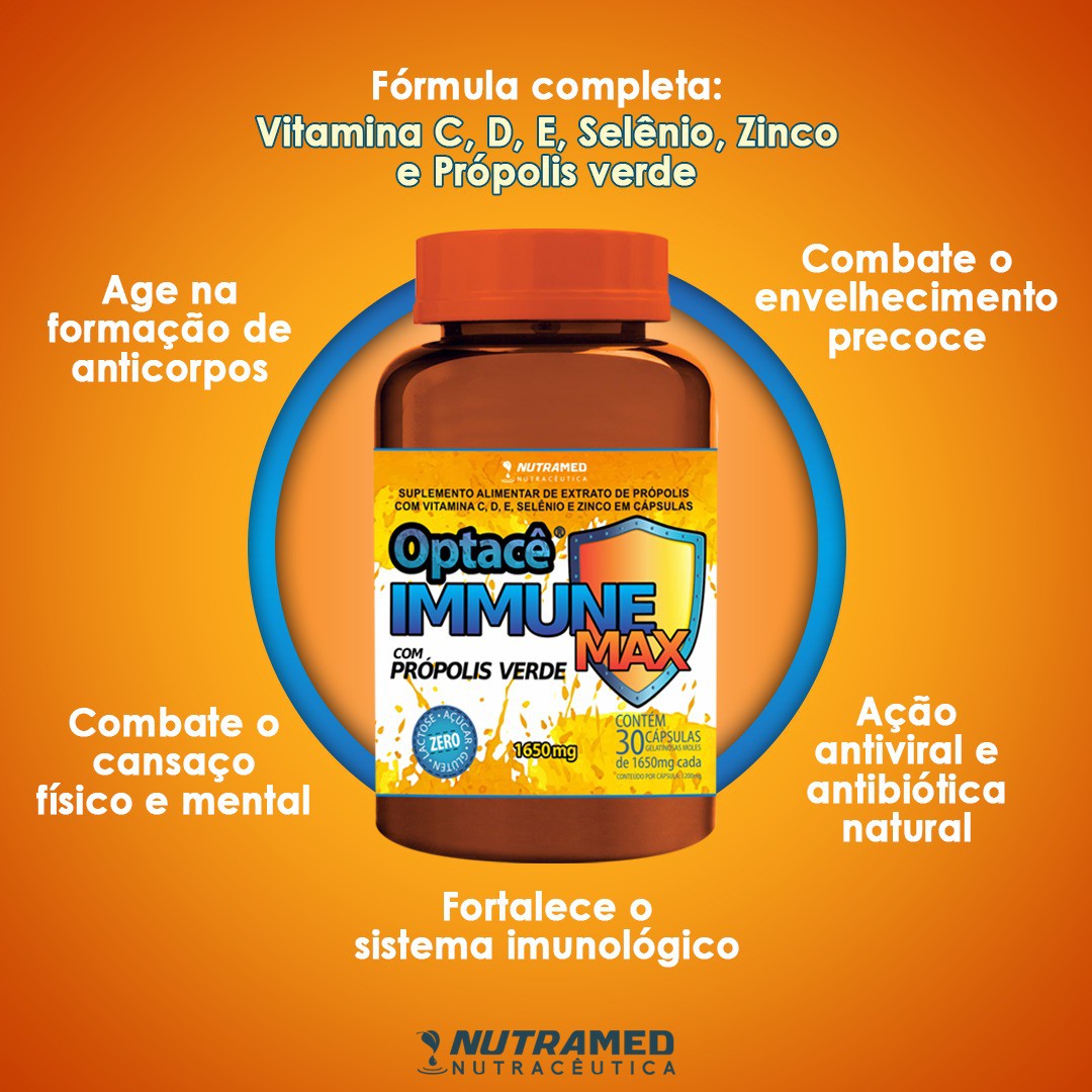 Optacê Immune Max (Vit. C + D + E + Selênio + Zinco + Própolis)- Kit 5 ...
