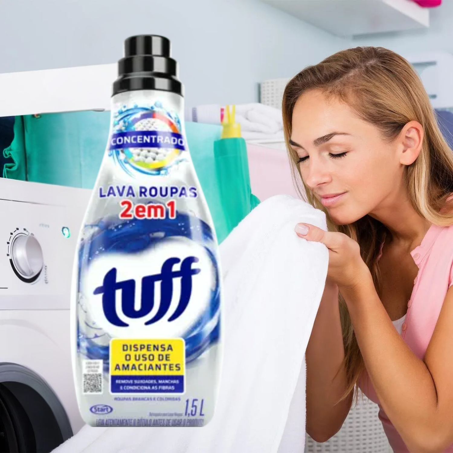 Lava Roupas Liquido 2 Em 1 Concentrado Tuff 1,5 litros - Dispensa o Us ...