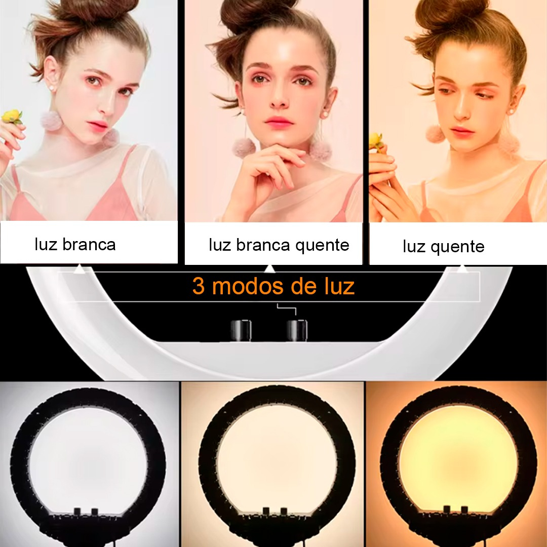 Ring Light Profissional 18 Polegadas 45cm Com Suporte Com Controle e ...
