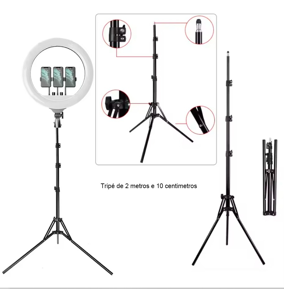 Ring Light Profissional 18 Polegadas 45cm Com Suporte Com Controle e ...