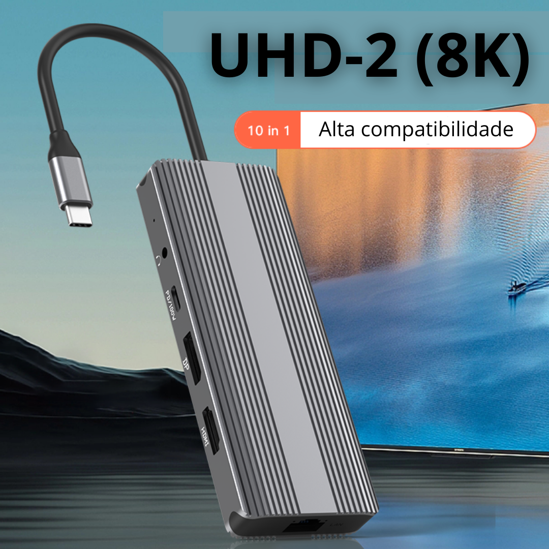 Hub Adaptador Usbc Gamer Display Port 240hz Hdmi 8k Lan 10x1 - Omniie