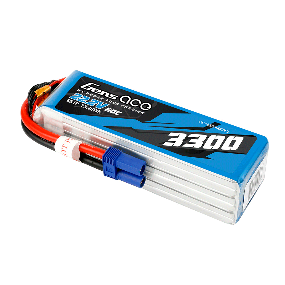 Bateria Gens Ace 22.2V 3300mAh 6S 60C Plug EC5 - Lacrado - Worldwide ...