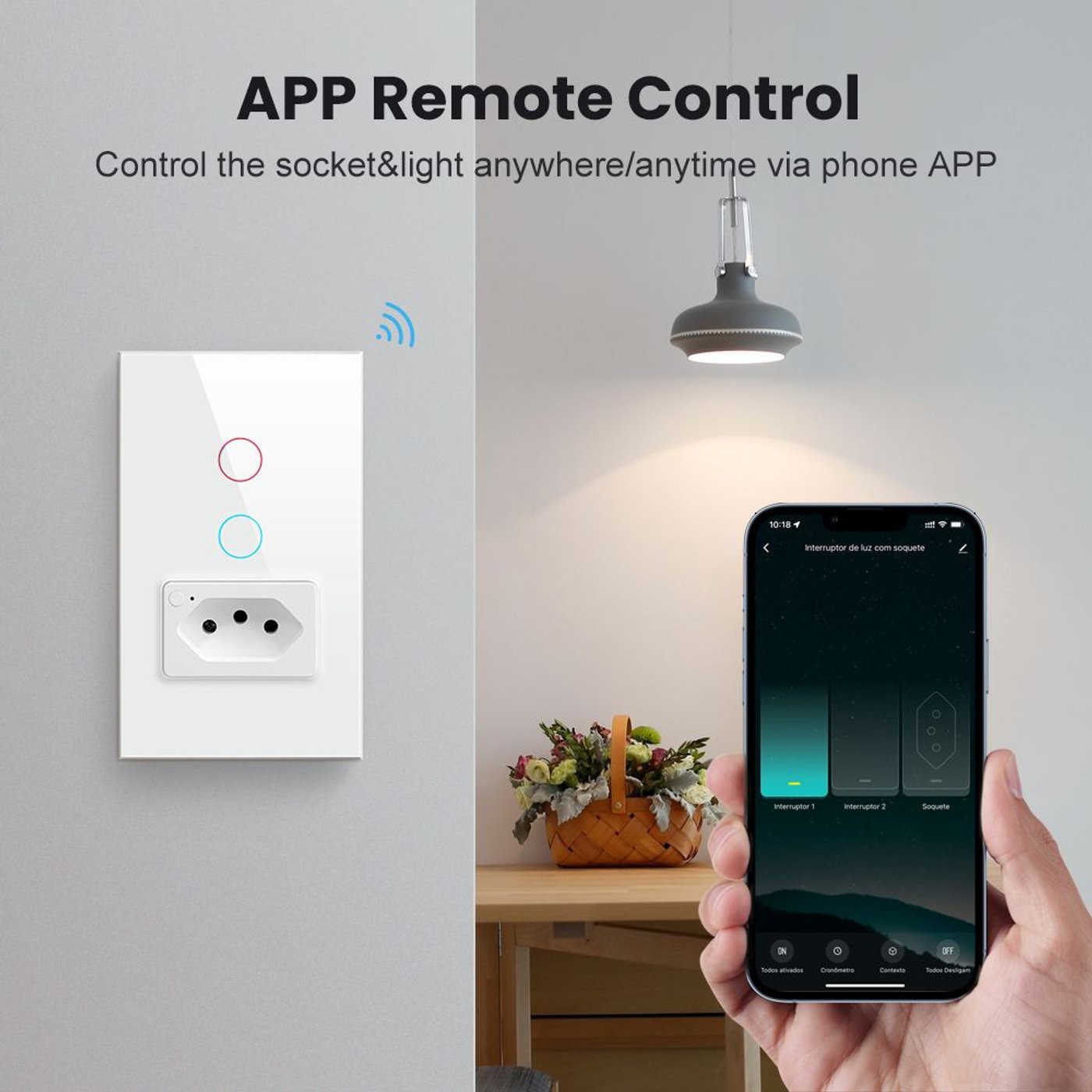 Interruptor de 2 Botões e 1 Tomada Nova Digital Tuya - Loja Geek Smart ...