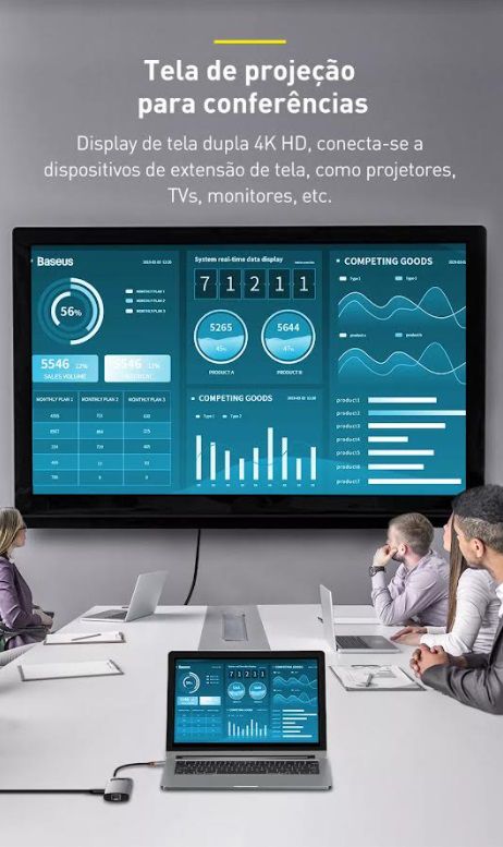 Hub Type-c Baseus 6 In 1 Hdmi 4k, Rj45 P/ Macbook Chromecast - Loja ...