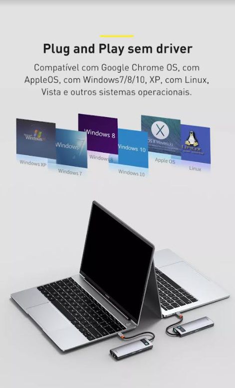 Hub Type-c Baseus 6 In 1 Hdmi 4k, Rj45 P/ Macbook Chromecast - Loja ...