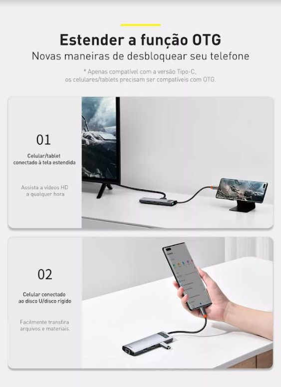 Hub Type-c Baseus 6 In 1 Hdmi 4k, Rj45 P/ Macbook Chromecast - Loja ...