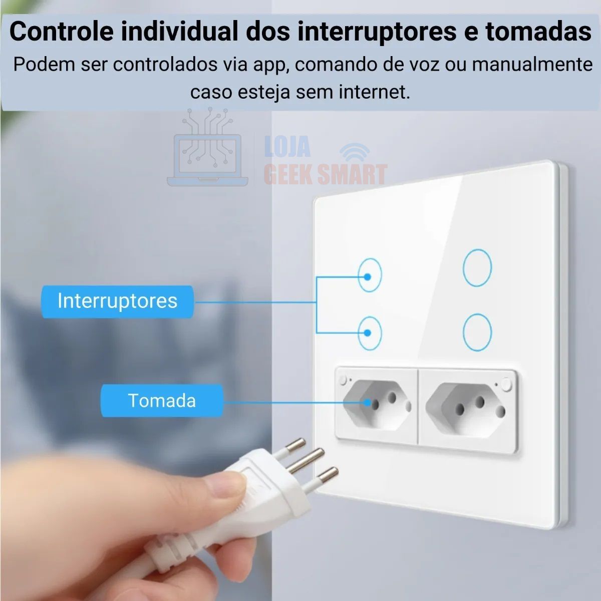 Interruptor Inteligente Wifi Nova Digital de 4 Botões e 2 Tomadas ...