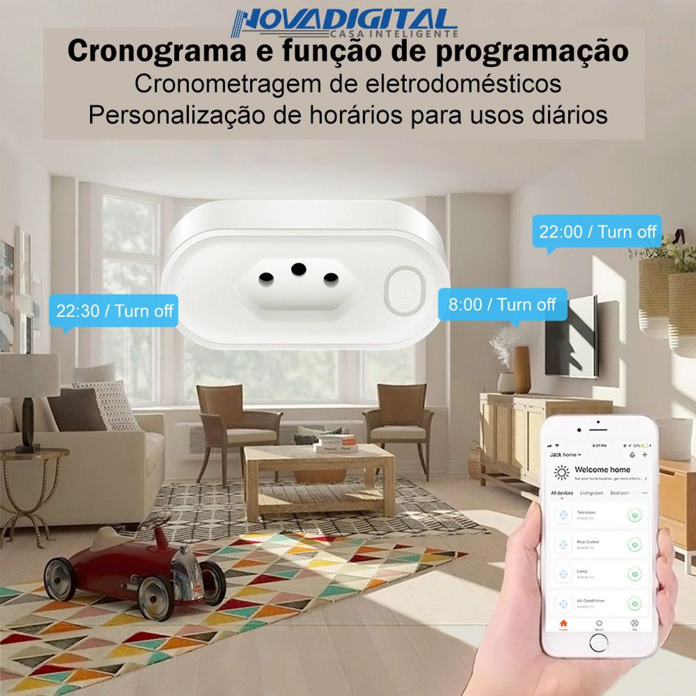 Tomada Inteligente Wifi de 20a Tuya Nova Digital com Monitoramento de ...