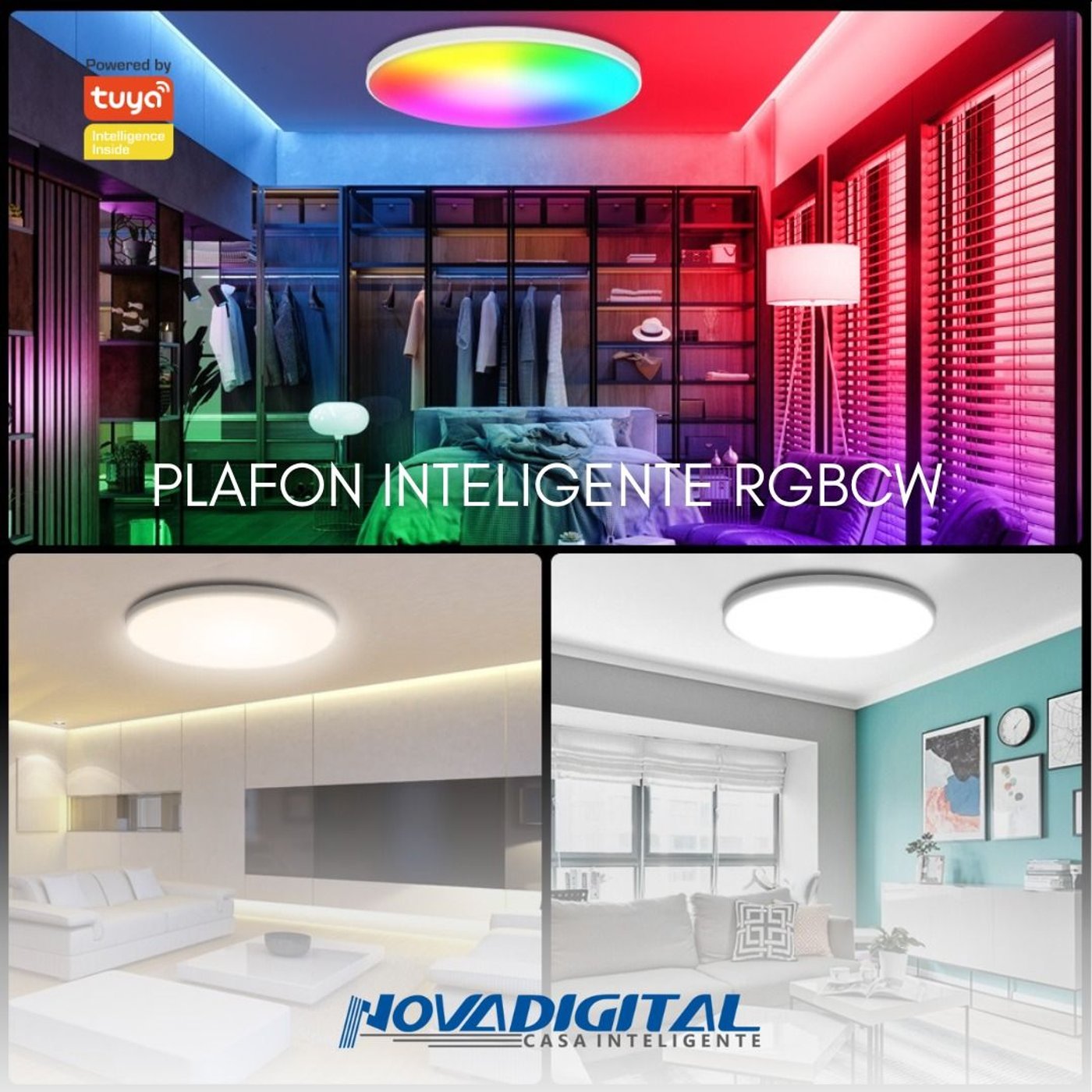 Plafon Inteligente Wifi de Sobrepor Redondo de 18w RGB+CCT Tuya - Loja ...