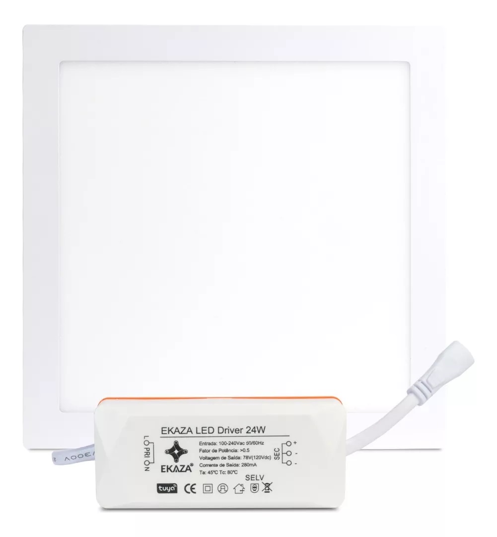 Plafon Inteligente Wifi de Embutir Quadrado de 24w RGB+CCT Tuya Ekaza ...