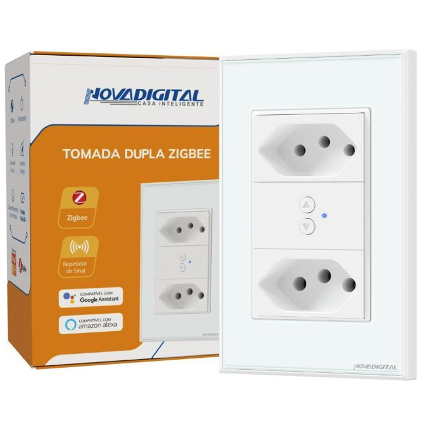 Tomada Dupla Inteligente Smart Zigbee 10a e 20a Nova Digital Tuya ...