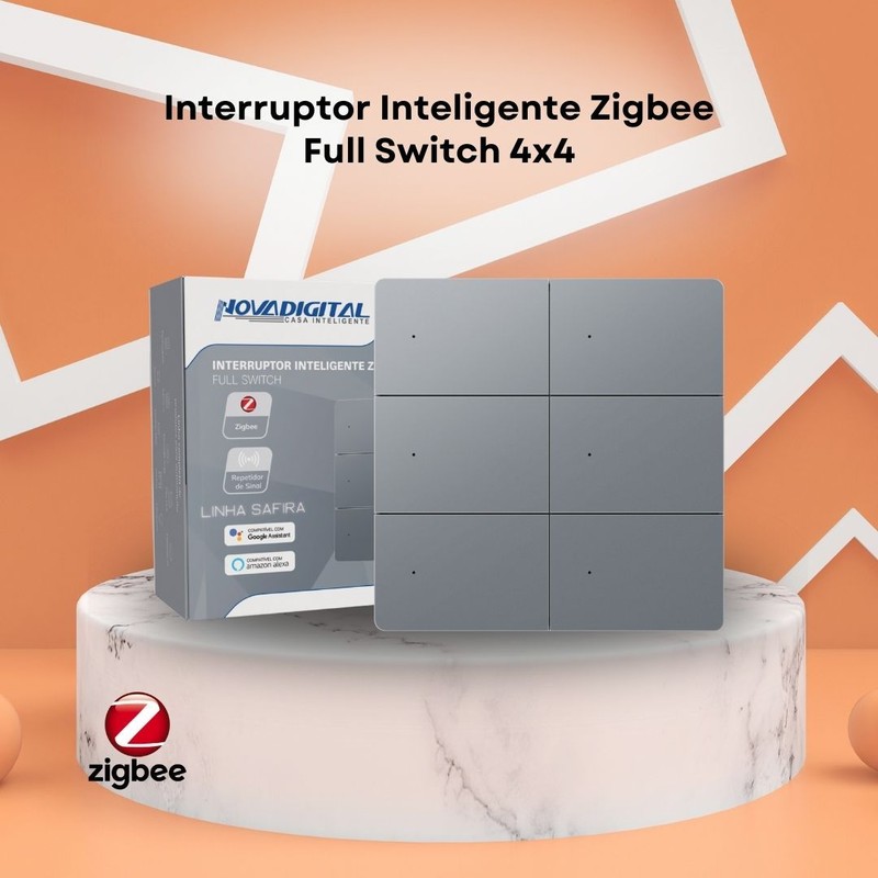 Interruptor Zigbee 4x4 de 6 Teclas Fisícas Linha Safira Tuya Nova ...