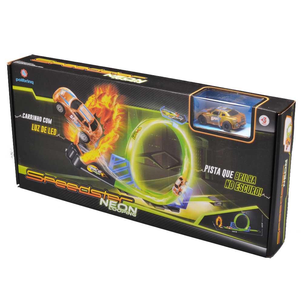 Pista Speedster Neon Looping C/ 1 Carrinho Polibrinq PK005 - Luxgolden