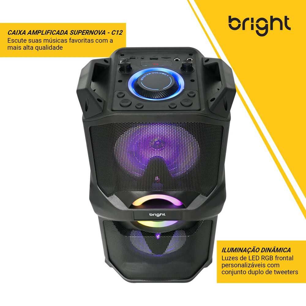 Caixa Amplificada Bright Supernova Bluetooth Bateria - C12 - Luxgolden