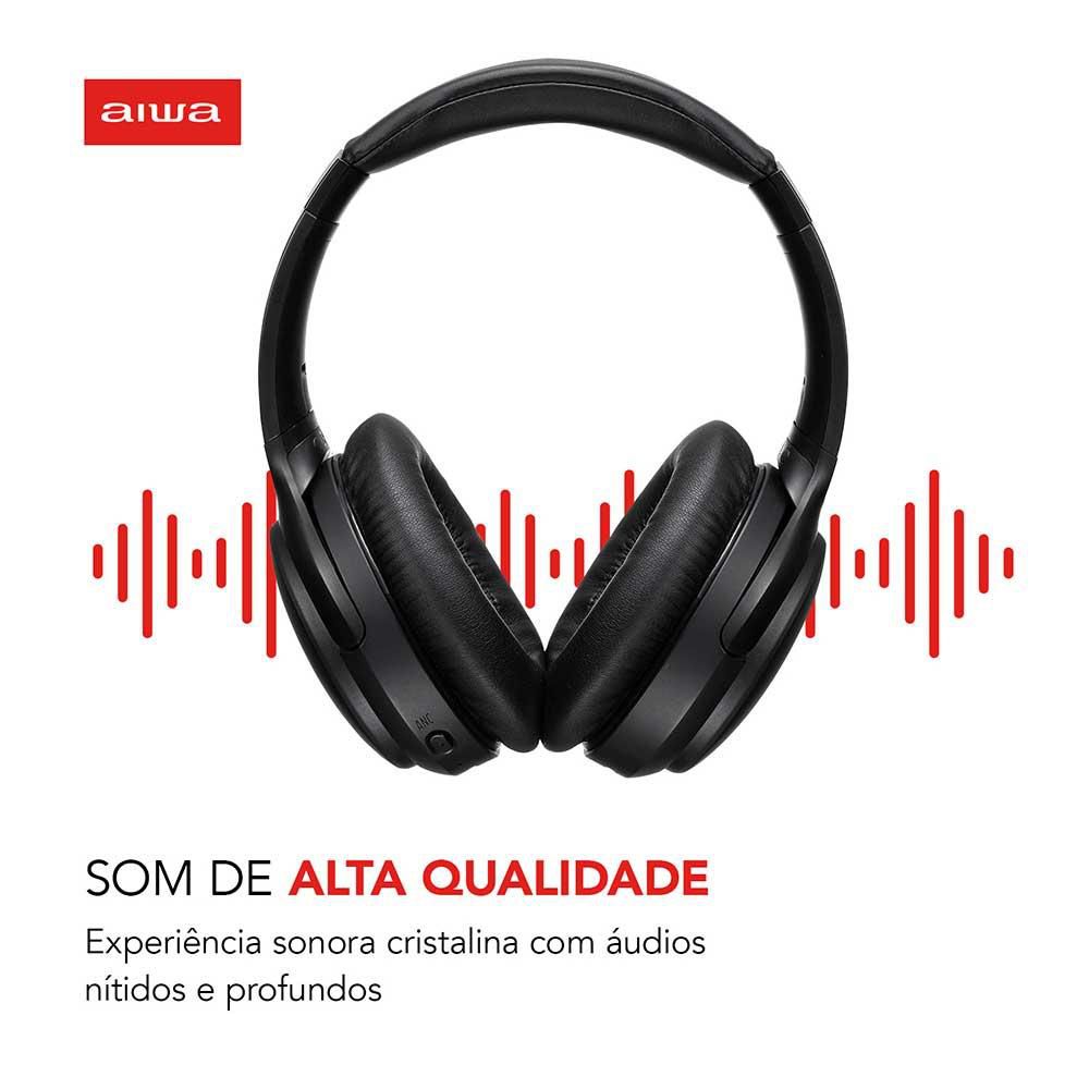 Fone de Ouvido Aiwa Bluetooth Dobrável AWS-HP-01-B Preto - Luxgolden